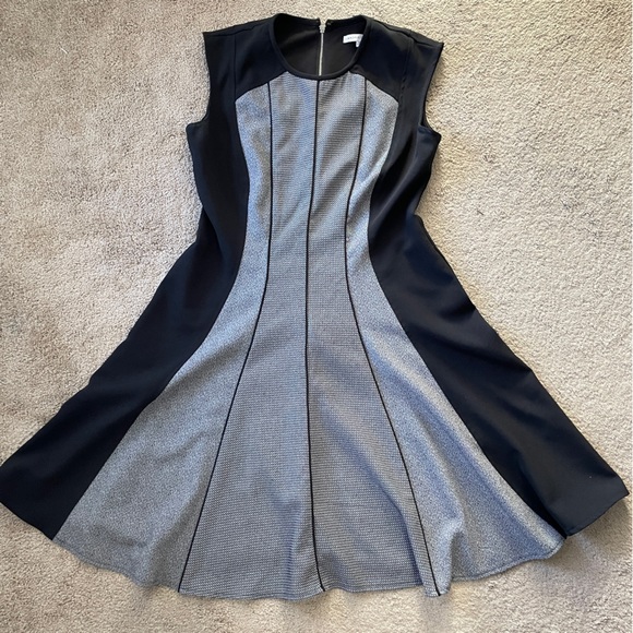 Sandra Darren | Dresses | Sandra Darren Black And Gray Sleeveless Fit ...